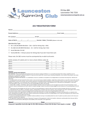Fillable Online 2017 LRC registration form.pages - Launceston Running ...