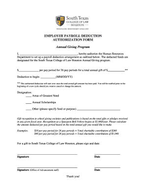 Fillable Online EMPLOYEE PAYROLL DEDUCTION AUTHORIZATION FORM ... Fax Email Print - pdfFiller