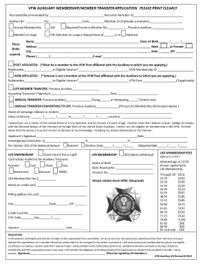 Fillable Online VFW Auxiliary Member Change/ Update Form Fax Email ...