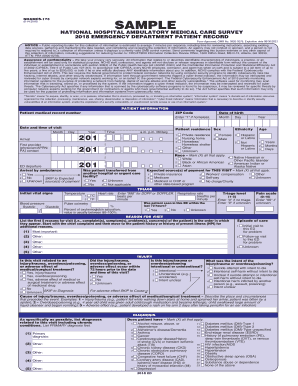 Fillable Online 2018 NHAMCS Emergency Department Patient Record Sample ...