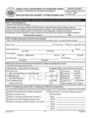 Fillable Online school bus handbook and application form - Hawaii DOE ...