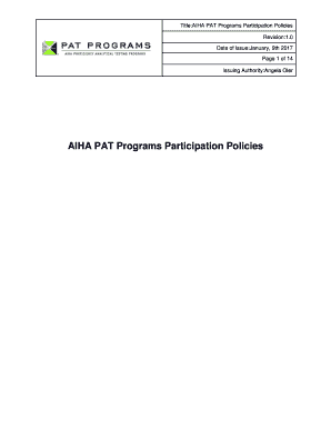 Fillable Online AIHA PAT Programs Participation Policies - AIHA ...