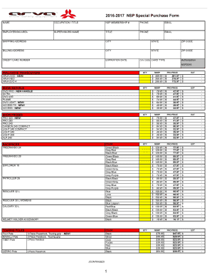 Fillable Online 2016-2017 NSP Special Purchase Form Fax Email Print ...