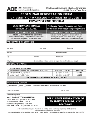Fillable Online CE SEMINAR REGISTRATION FORM Fax Email Print - pdfFiller