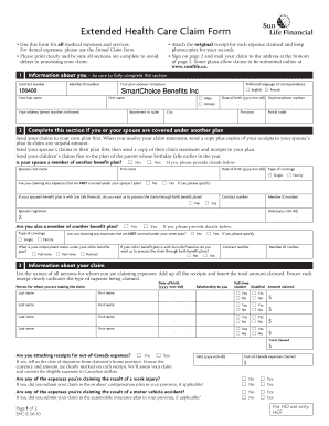 Fillable Online Extended Health Care Claim Form - SmartChoice Fax Email ...