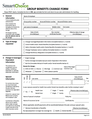 Fillable Online Change Form - SmartChoice Fax Email Print - pdfFiller