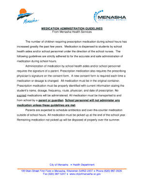 Fillable Online MEDICATION ADMINISTRATION GUIDELINES ... - City of ...