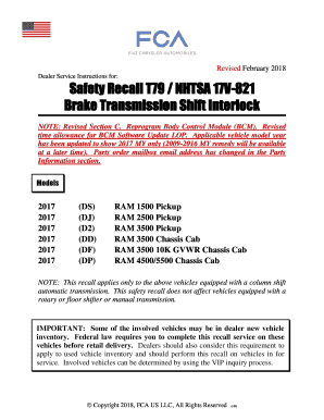 Fillable Online New Safety Recall Advanced Communication T79 - NHTSA ...
