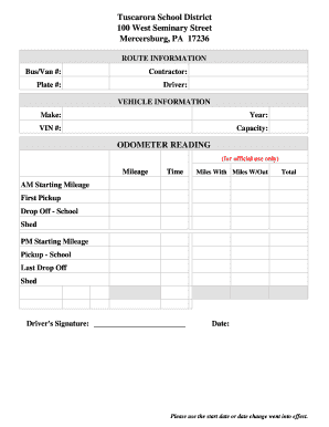 Fillable Online Odometer Form - Single Route Fax Email Print - pdfFiller