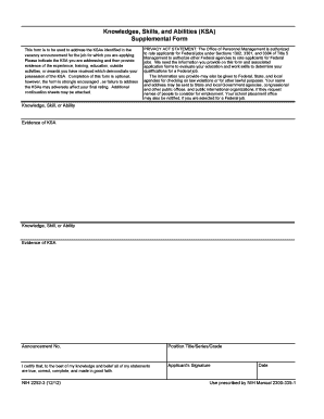 Fillable Online oma od nih FORM NIH 2252-3. Knowledges, skills, and ...