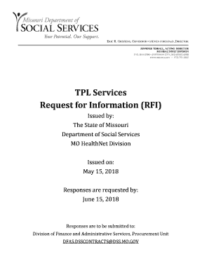 Fillable Online dss mo TPL Services Request for Information (RFI) Fax ...