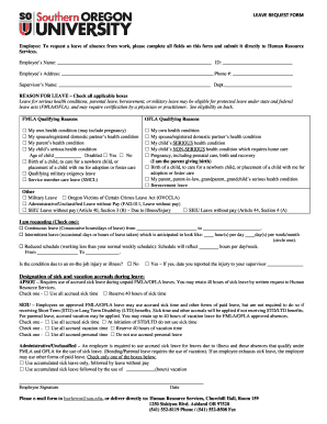 Fillable Online inside sou LEAVE REQUEST FORM Designation of sick and ...