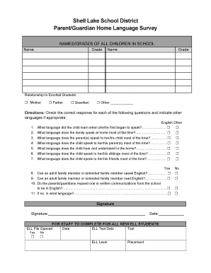 Fillable Online Parent Guardian Home Language Survey Fax Email Print ...