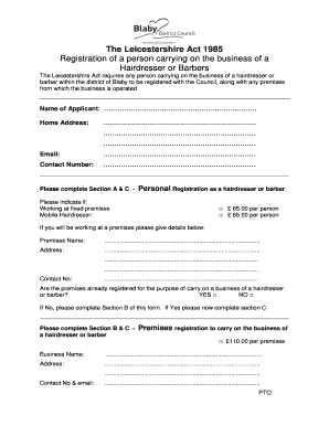 Fillable Online Application Form - Hairdressers or Barbers Fax Email ...