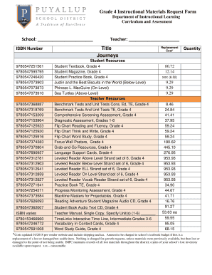 Fillable Online Grade 4 Instructional Materials Request Form Fax Email Print - pdfFiller