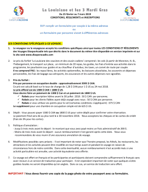 Fillable Online La Louisiane et les 3 Mardi Gras - Les Voyages ...