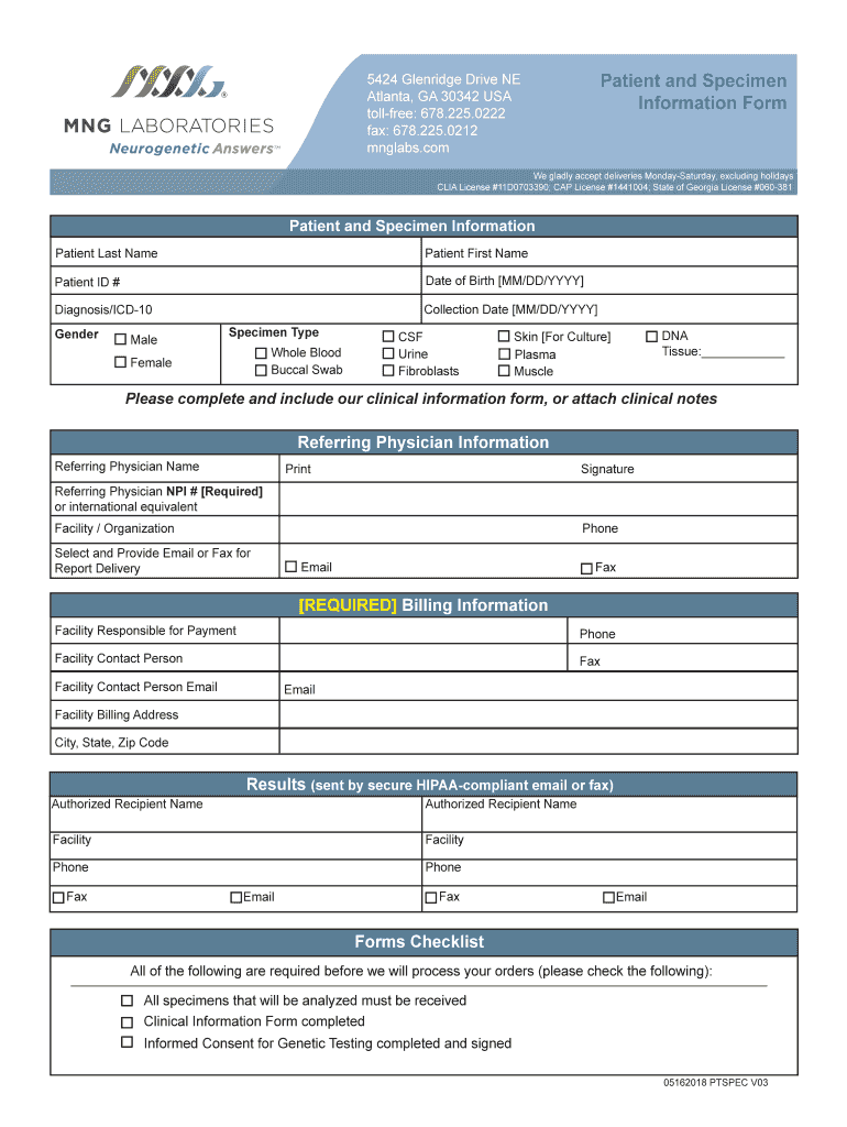 Fillable Online Patient and Specimen Fax Email Print - pdfFiller
