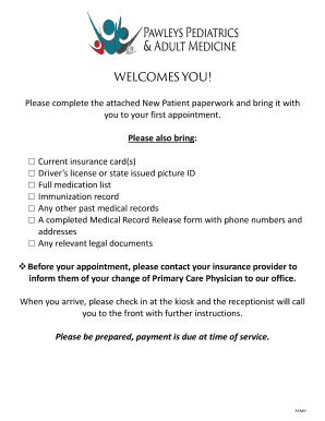 Fillable Online Please complete the attached New Patient paperwork and ...