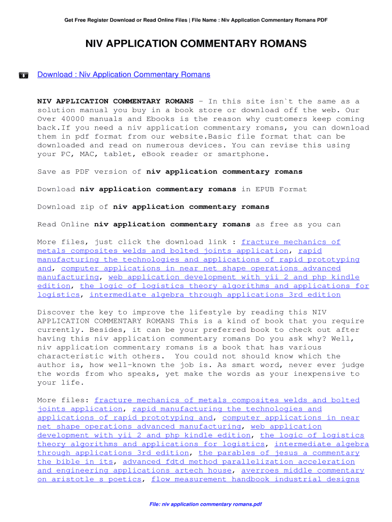 The Niv Application Commentary Pdf - Fill Online, Printable, Fillable ...