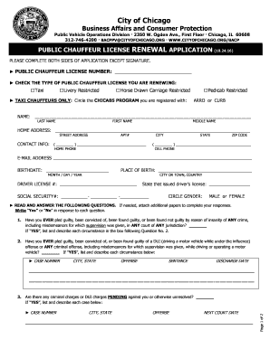 Fillable Online public chauffeur license application checklist - City ...
