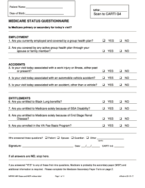 Fillable Online MEDICARE STATUS QUESTIONNAIRE Fax Email Print - pdfFiller