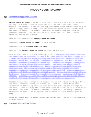 Fillable Online Froggy Goes To Camp. Froggy Goes To Camp Fax Email ...