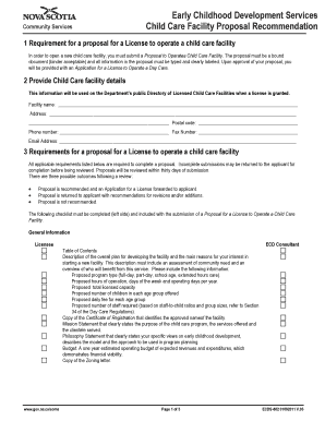 Fillable Online Requirement for a proposal to operate a child care ...
