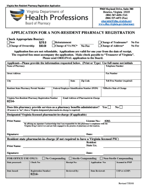 Fillable Online Virginia Non-Resident Pharmacy Registration Application Fax Email Print - pdfFiller