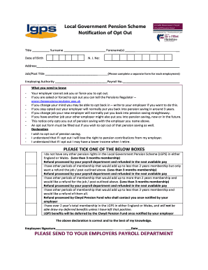 Fillable Online Local Government Pension Scheme Notification of Opt Out ...