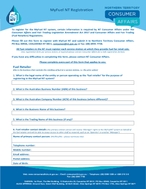 Fillable Online MyFuel NT - Registration Rego Form Fax Email Print ...