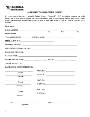 Fillable Online EAG - Tenant Credit Inquiry form Fax Email Print ...