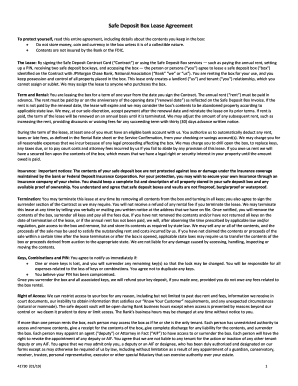 Fillable Online Safe Deposit Box Lease Agreement. Safe Deposit Box ...