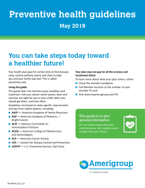 Fillable Online Preventive Health Guidelines As of May 2017. Preventive ...