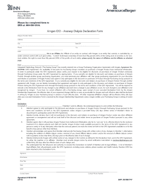 Fillable Online Amgen IDO - Dialysis Declaration Form - Integrated ...