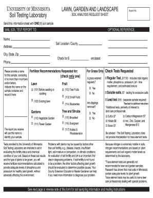 Fillable Online soiltest cfans umn lawn and garden form - Soil Testing ...