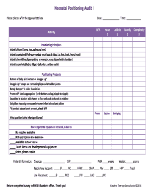 Fillable Online Neonatal Positioning Audit I Fax Email Print - pdfFiller