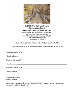 Fillable Online ICIMA 2013 Fall Conference Registration Form Conference ...