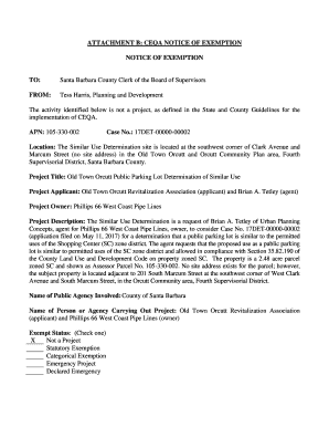 Fillable Online Attachment B - CEQA Exemption Notice Fax Email Print ...