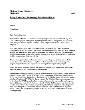 Fillable Online Bring Your Own Technology Permission Form Fax Email ...