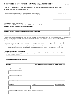 Fillable Online FORM A2 - Applicationregisterpubliclimitedbyshares ...