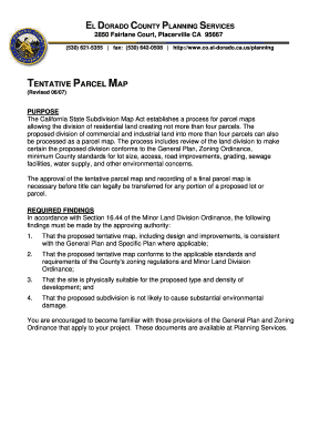 Fillable Online el dorado county planning services tentative parcel map ...