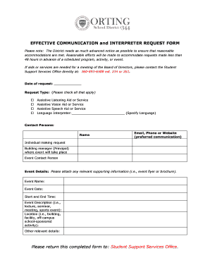 Fillable Online EFFECTIVE COMMUNICATION and INTERPRETER REQUEST FORM ...