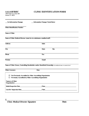 Fillable Online CLINIC IDENTIFICATION FORM Fax Email Print - pdfFiller