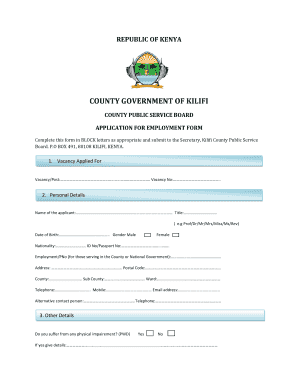 Fillable Online COUNTY PUBLIC SERVICE BOARD APPLICATION FOR EMPLOYMENT ...