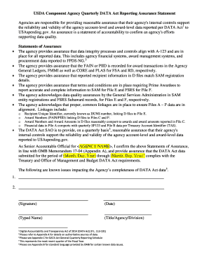Fillable Online nfc usda Sample USDA DATA Act Quarterly Assurance ...