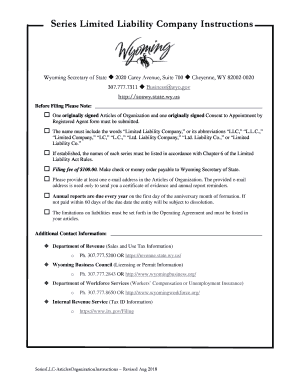 Fillable Online soswy state wy Series Limited Liability Company ...