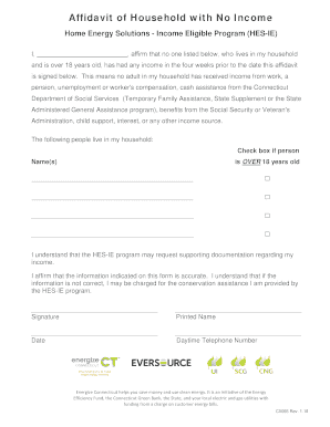 Affidavit Of Household With No Income - Energize Connecticut - Fill and ...