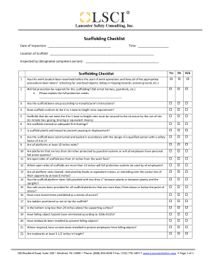 Fillable Online Scaffolding Checklist Fax Email Print - pdfFiller