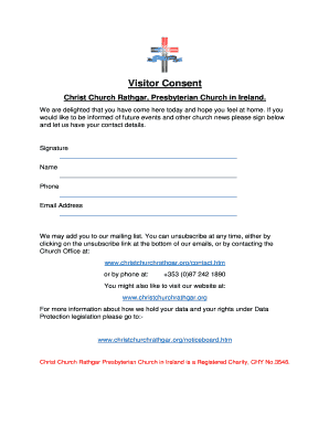 Fillable Online visitor consent form - Christ Church Rathgar Fax Email ...