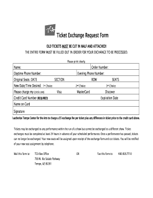 Fillable Online Ticket Exchange Request Form - tempecenterforthearts ...